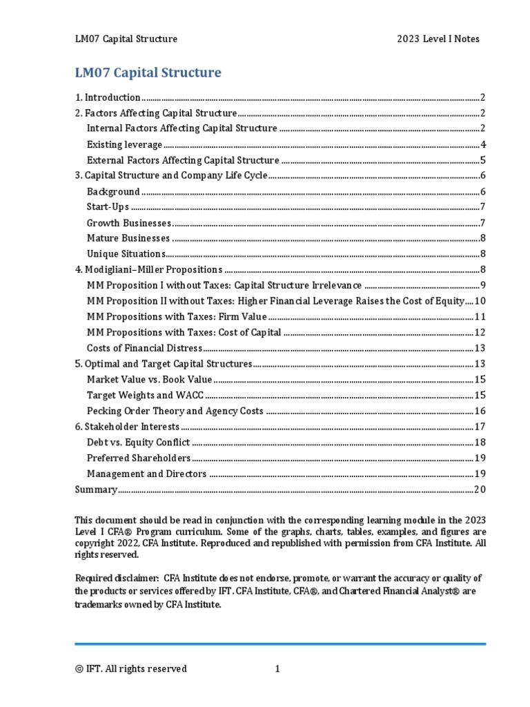 LM07 Capital Structure | PDF | Capital Structure | Debt