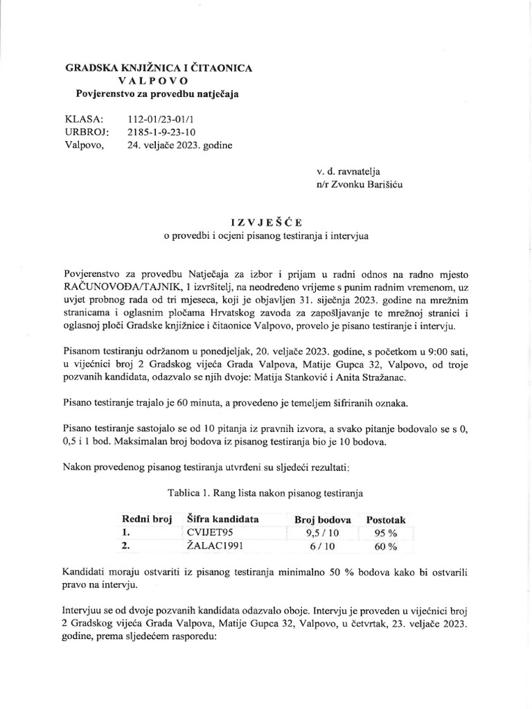 Odluka o Prijemu U Radni Odnos | PDF