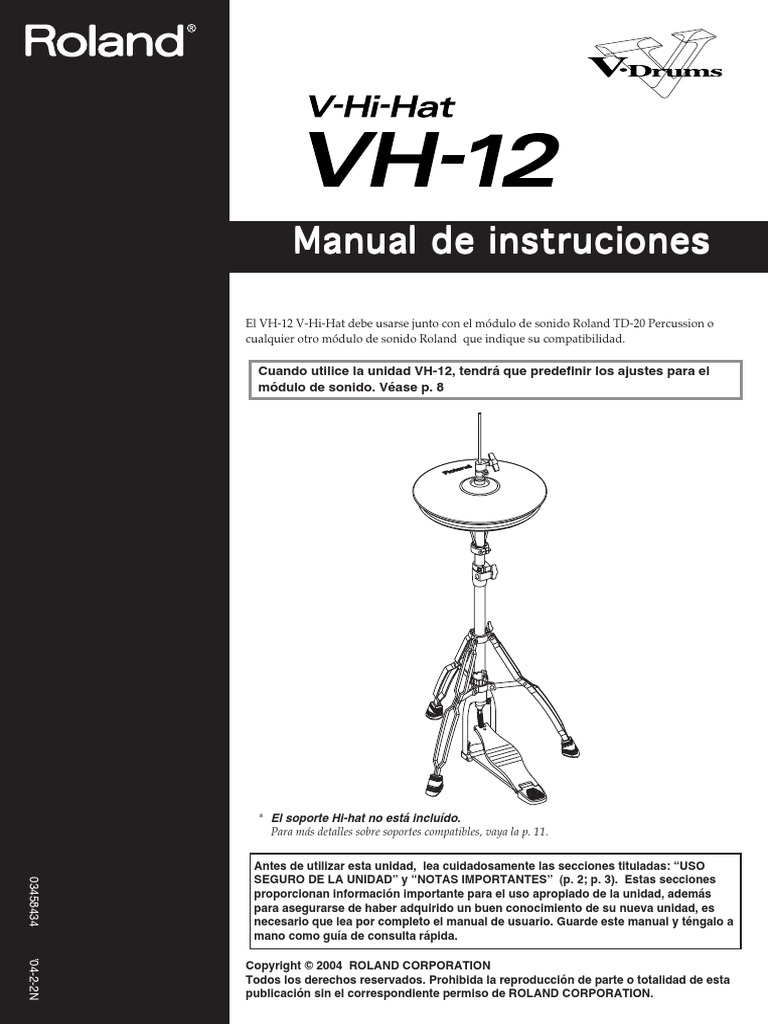 Manual Roland VH-12 - OM - SP Hi Hat | PDF