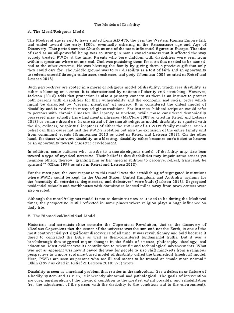 Disability Models Explained | PDF | Disability | Special Education