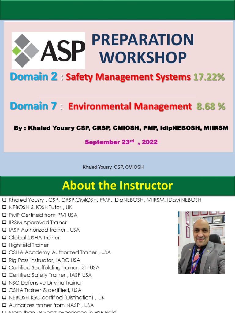 ASP Exam Prep: Safety & Environmental Management | PDF | Waste | Risk