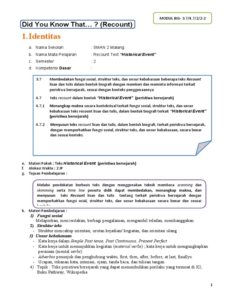 Belajar Teks Recount Sejarah | PDF