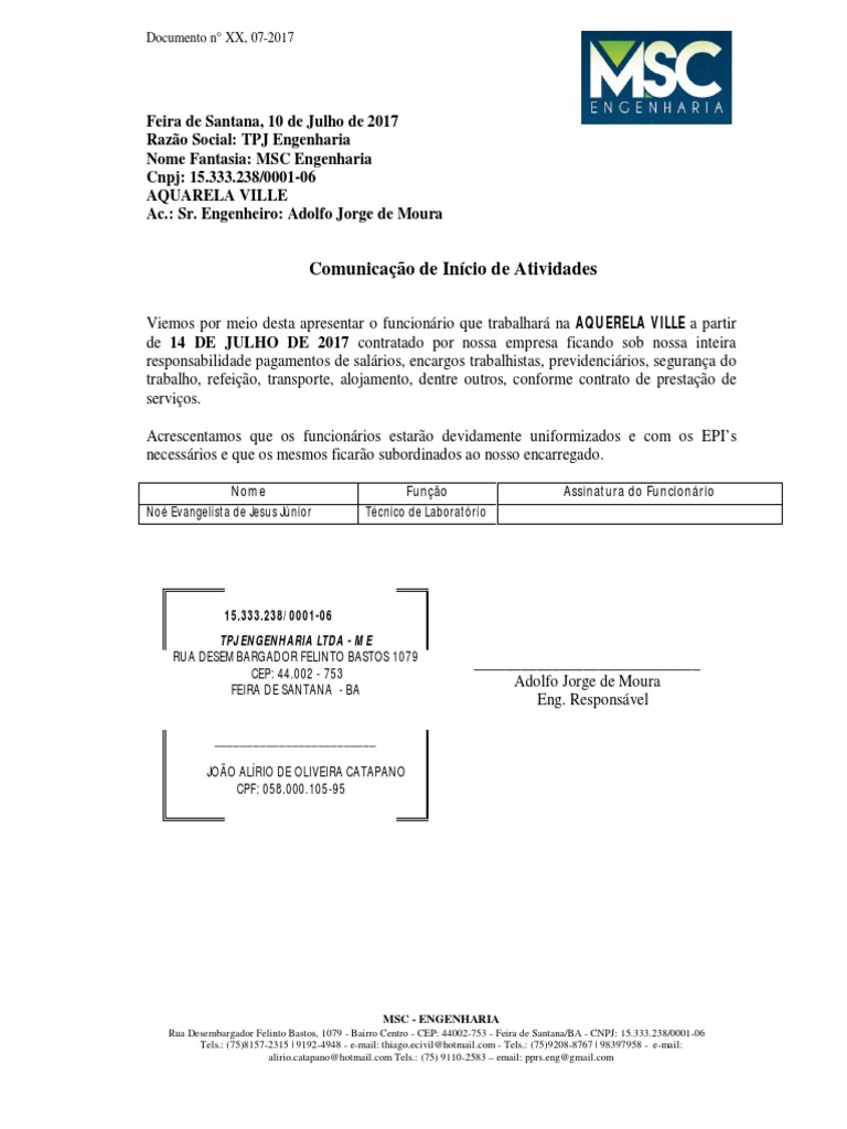 Documento Informativo Início | PDF