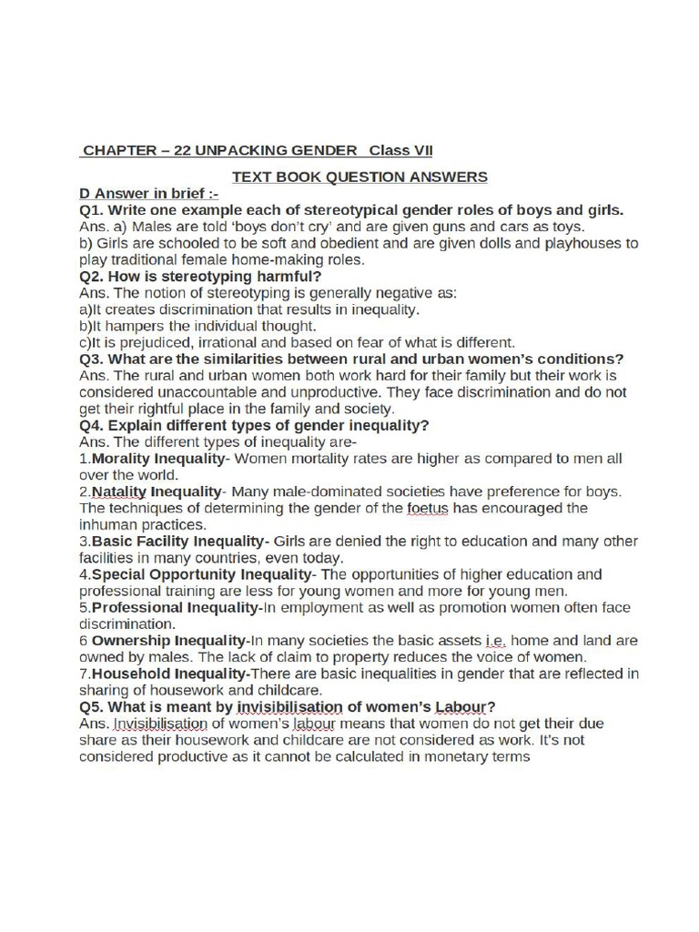Unpacking Gender Textbook Questions | PDF