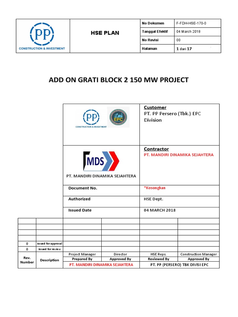 HSE Plan for Zero Accident Target | PDF | Occupational Safety And ...