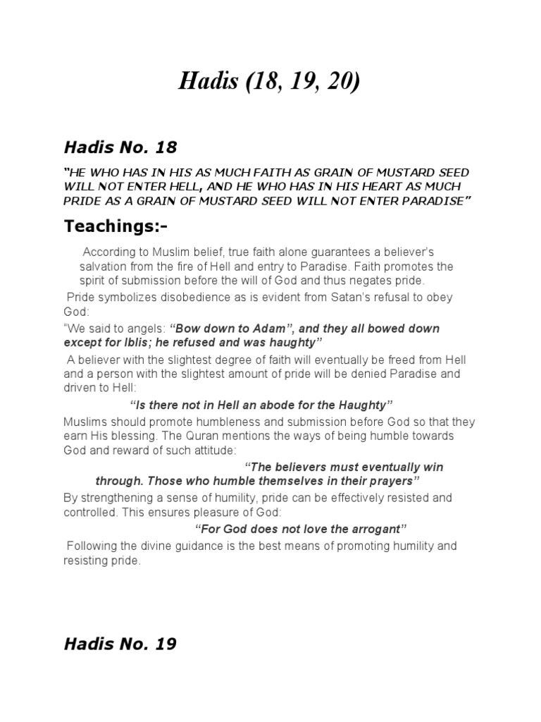 Hadis | PDF | Islamic Belief And Doctrine | Metaphysics Of Religion