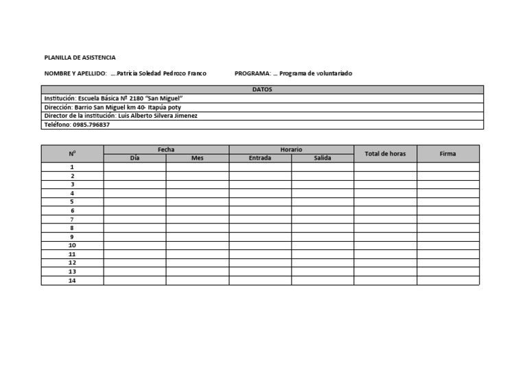 Planilla de Asistencia (1) (1) - 1 | PDF
