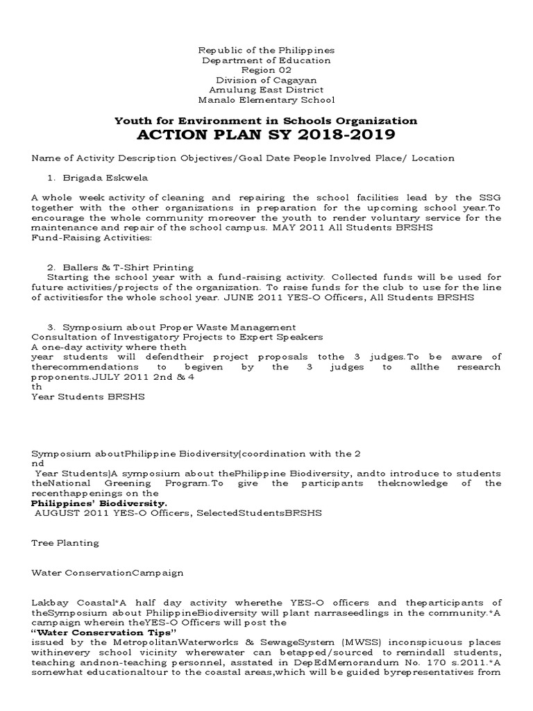 Action Plan YES o | PDF | Natural Environment | Environment