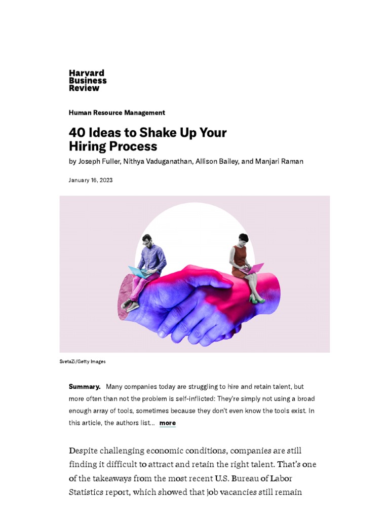 40 Ideas To Shake Up Your Hiring Process | PDF | Compensation And ...