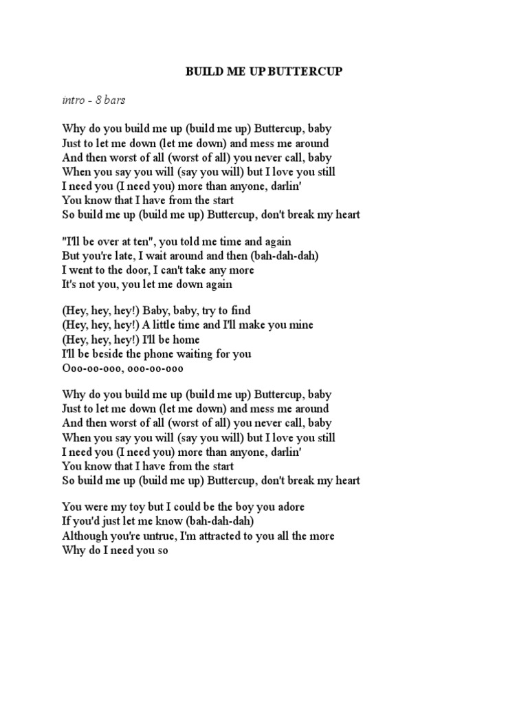 Build Me Up Buttercup | PDF