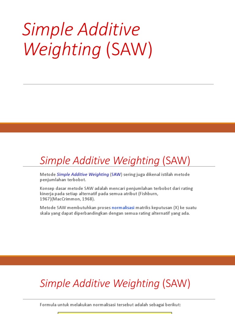 Simple Additive Weighting (SAW) 1-11 | PDF