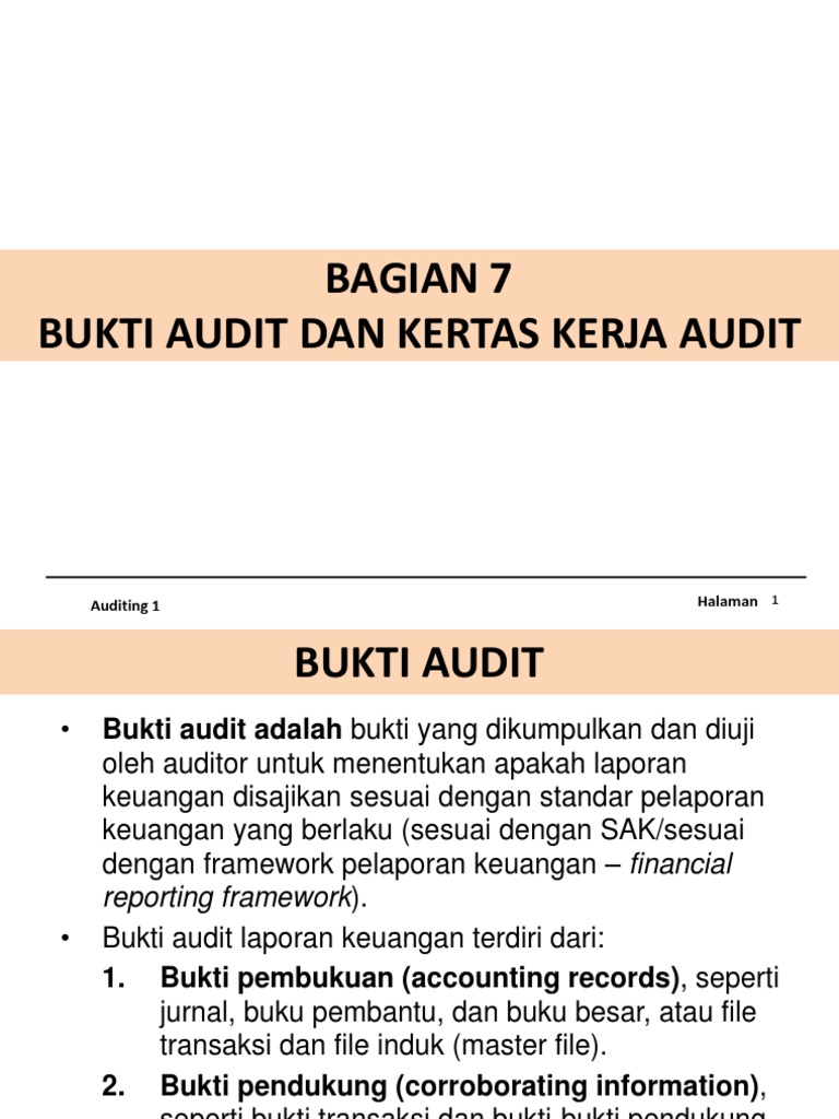 Bagian 7 - Bukti Audit Dan Kertas Kerja Audit | PDF