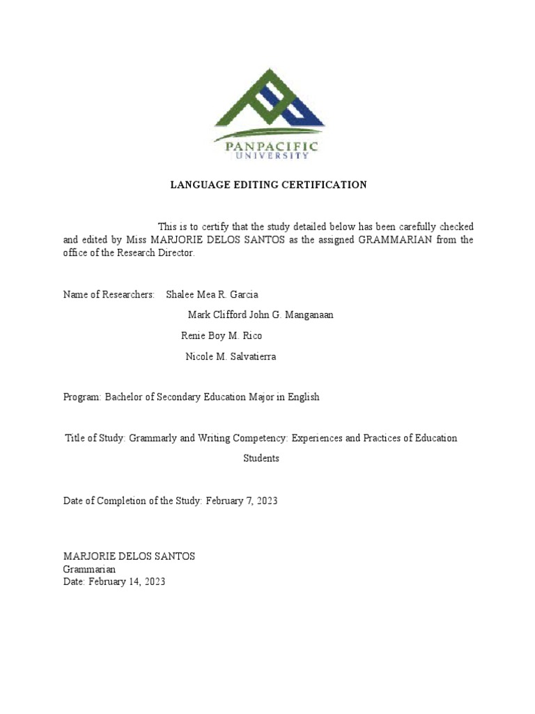 Grammarian Certification | PDF