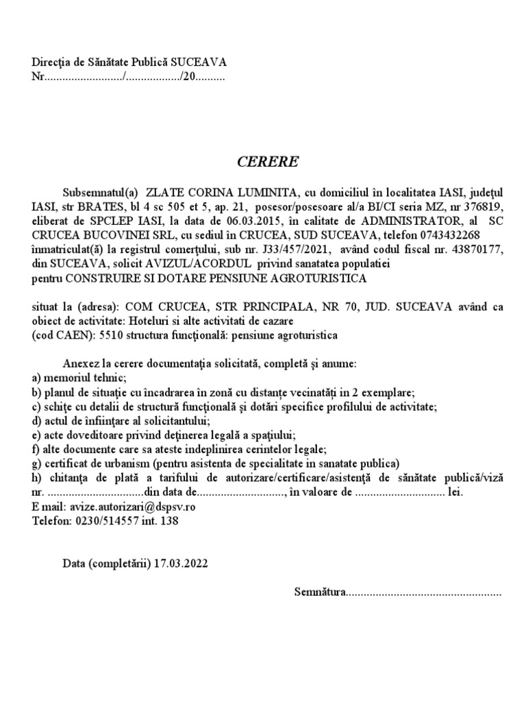 Cerere Aviz DSP | PDF
