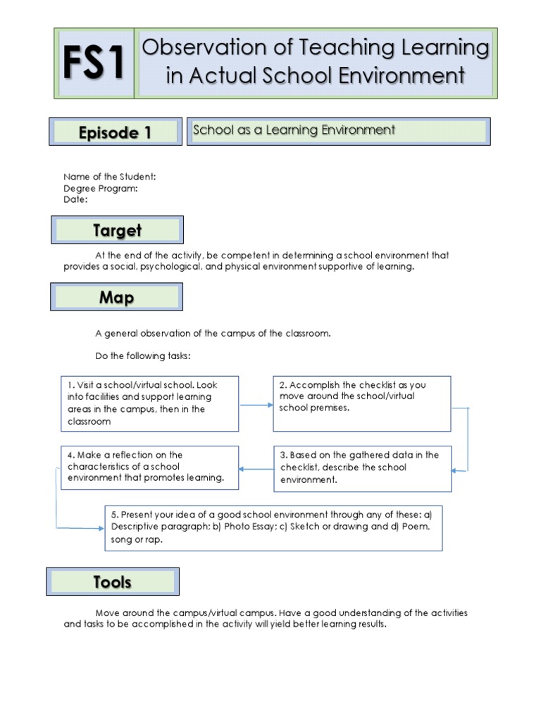 FS1 Episode 1 The School As Learning Environment 01122023 | PDF ...