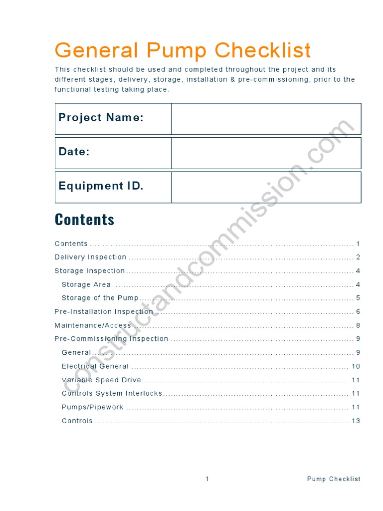 049b Pump Checklist | PDF | Pump | Physical Sciences