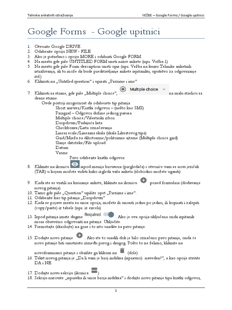 Vezbe 1 - Google Upitnici | PDF
