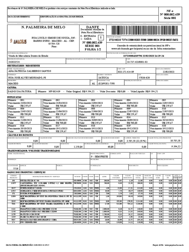 Nota | PDF | Recibo | Documentos empresariais