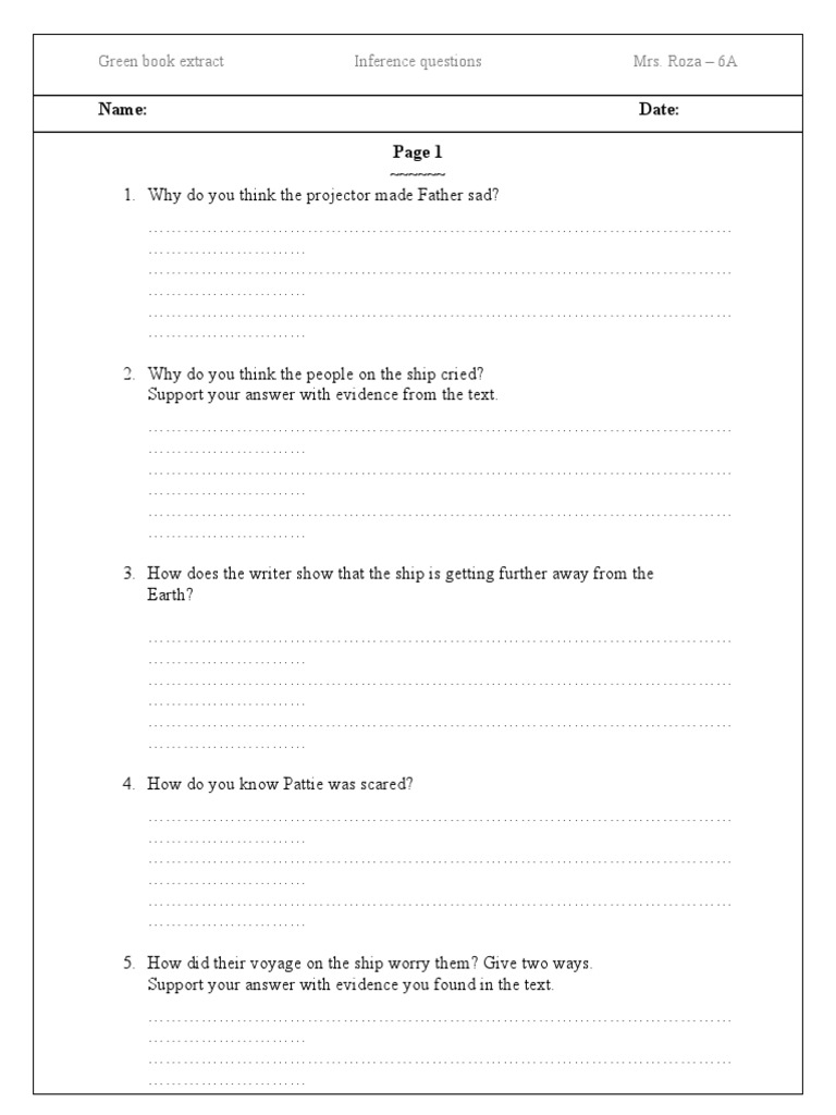 Green Book Inference Questions | PDF