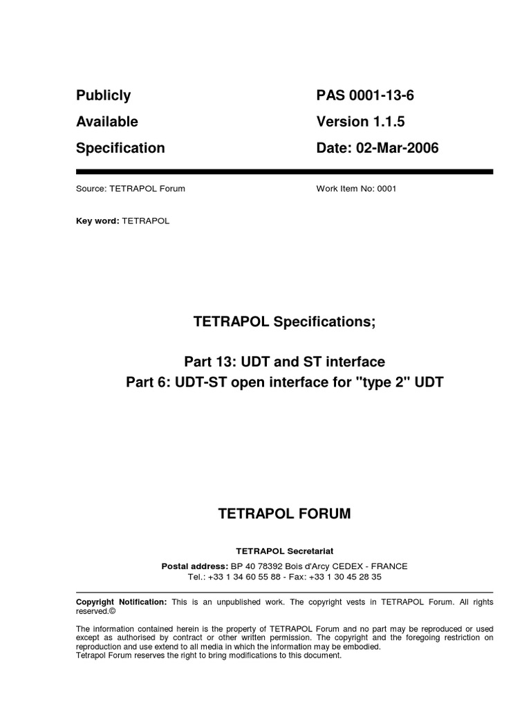 PAS 0001-13-6 V1.1.5 - 02mars2006 | PDF | Telecommunications ...