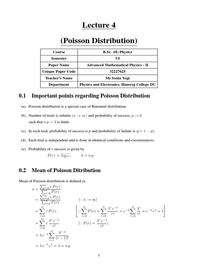 Understanding Poisson Distribution Basics | PDF | Probability | Mathematics