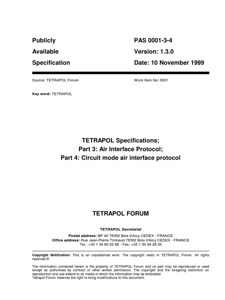 Publicly PAS 0001-3-4 Available Specification Date: 10 November 1999 ...