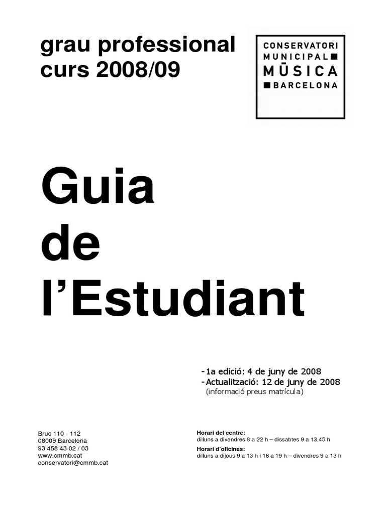 Guia de L'estudiant 08-09 | PDF