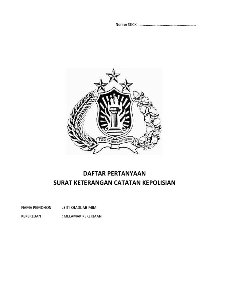 Formulir SKCK Siti Khadijah Mim | PDF