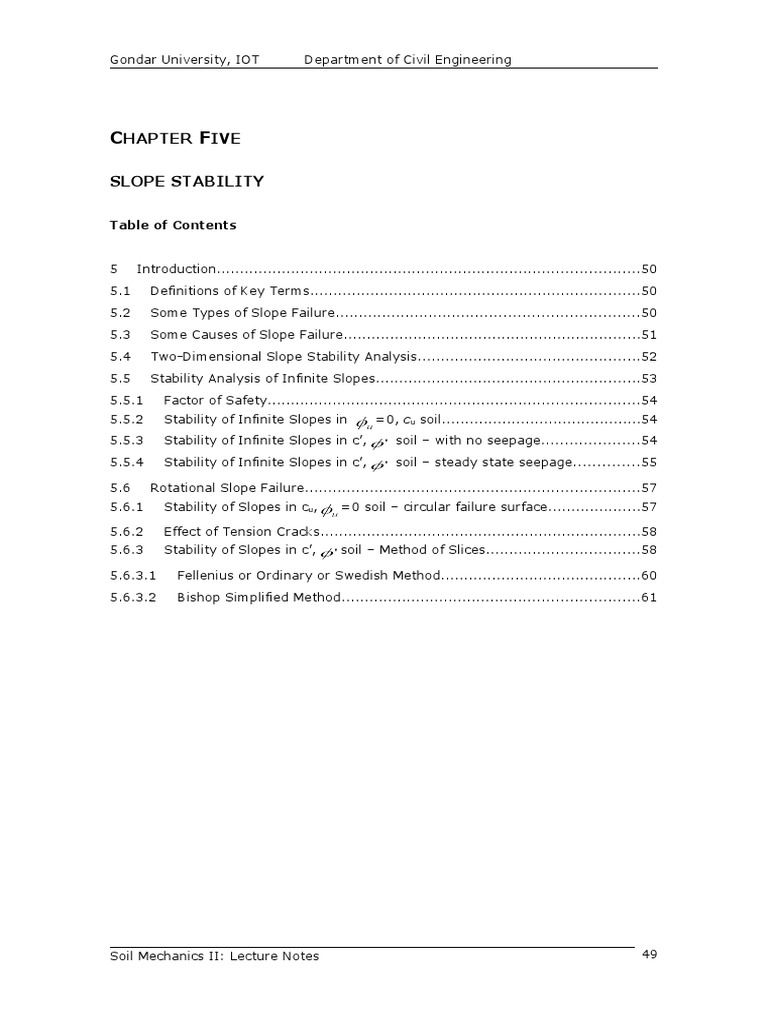 Chapter5-Slope Stability | PDF | Soil Mechanics | Strength Of Materials