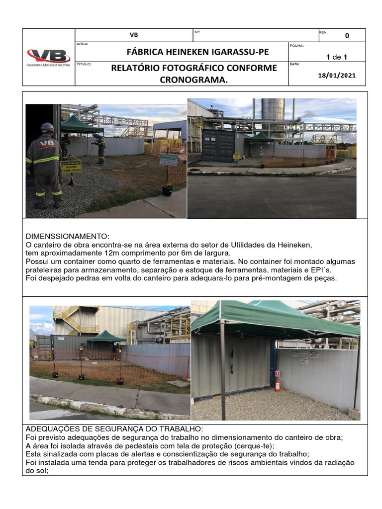 Relatorio Do Canteiro de Obras | PDF