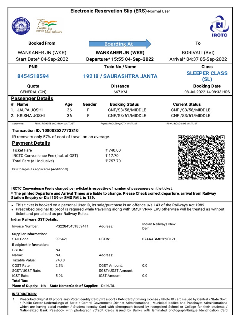 Ashish Bhai Ticket | PDF