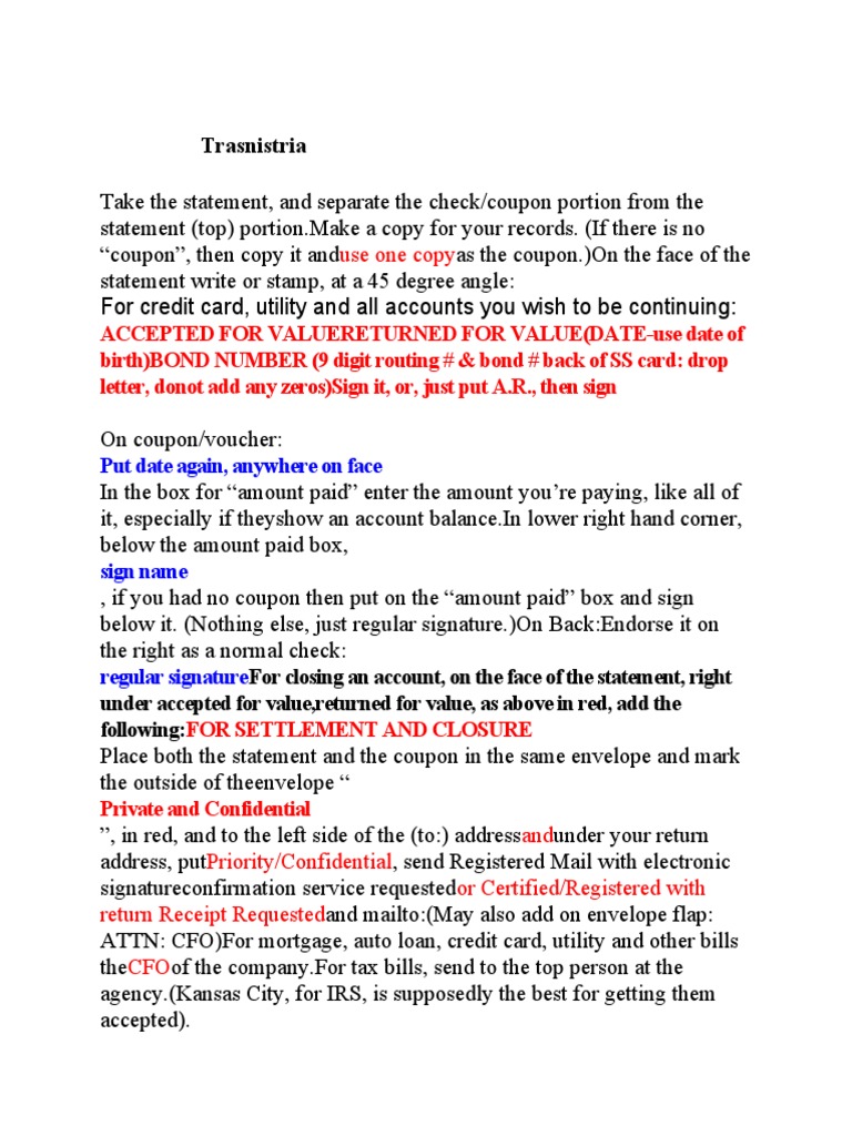 Separate statement coupon and endorse for value | PDF