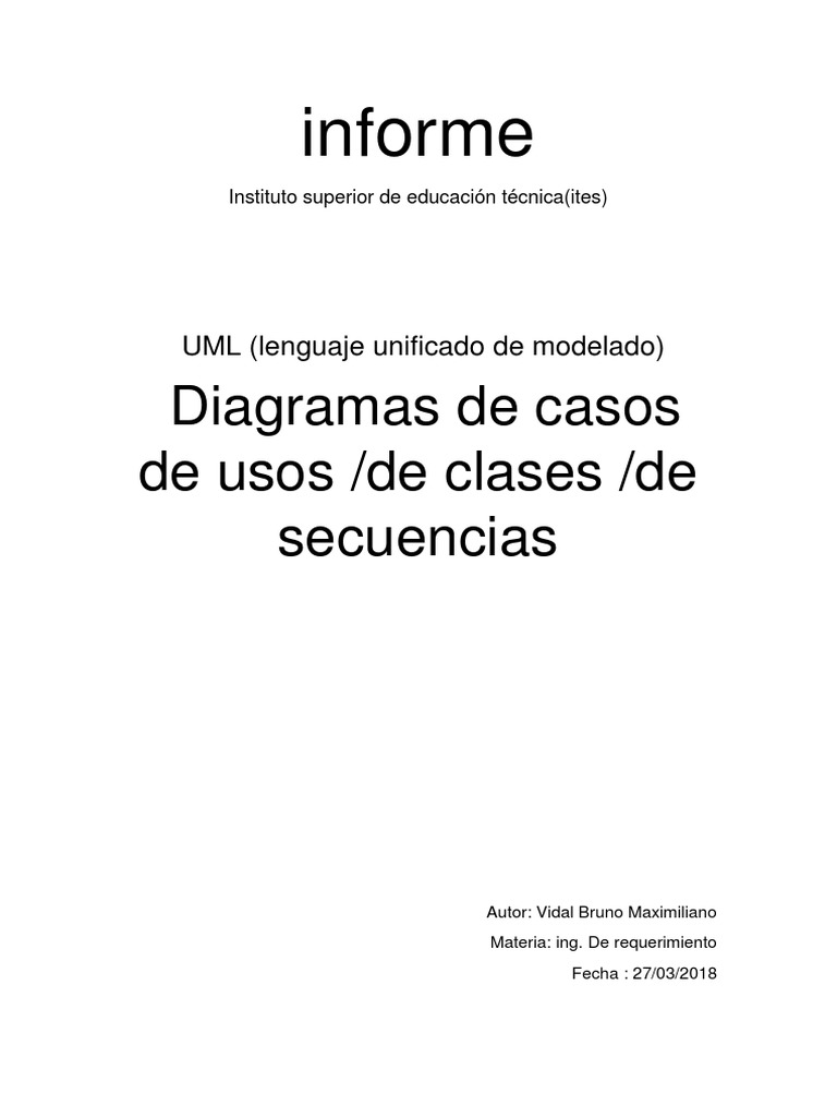 Informe DIAGRAMAS | PDF | Lenguaje de modelado unificado | Objeto (informática)