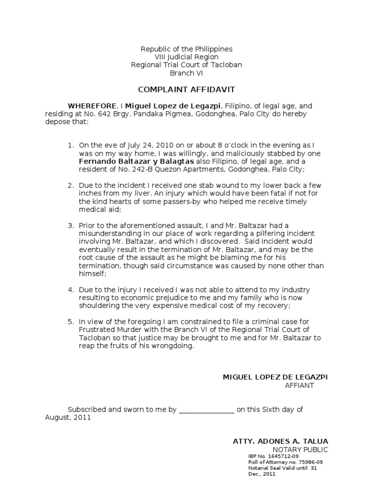 Complaint Affidavit