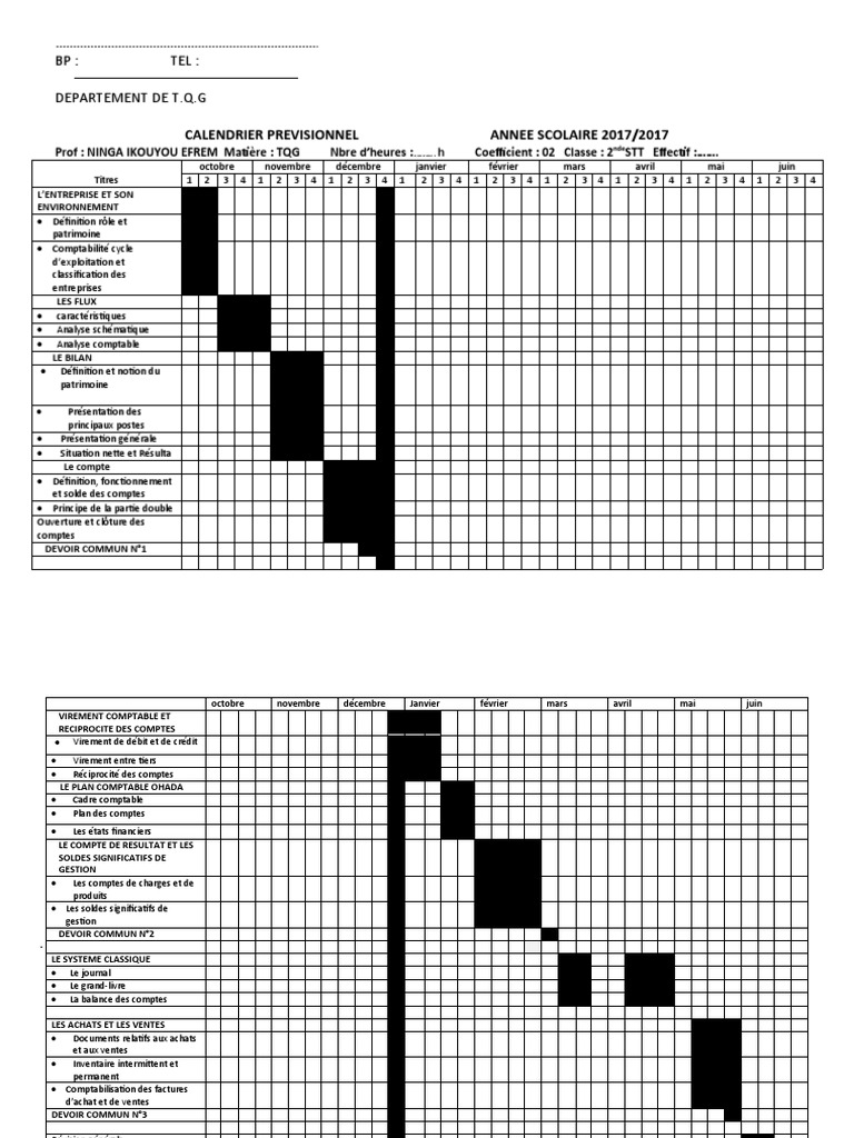 Calendrier Prévisionnel TQG 2017-2018 | PDF