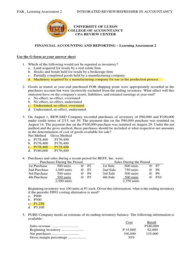 FAR - Learning Assessment 2 - For Posting | PDF | Fair Value | Book Value