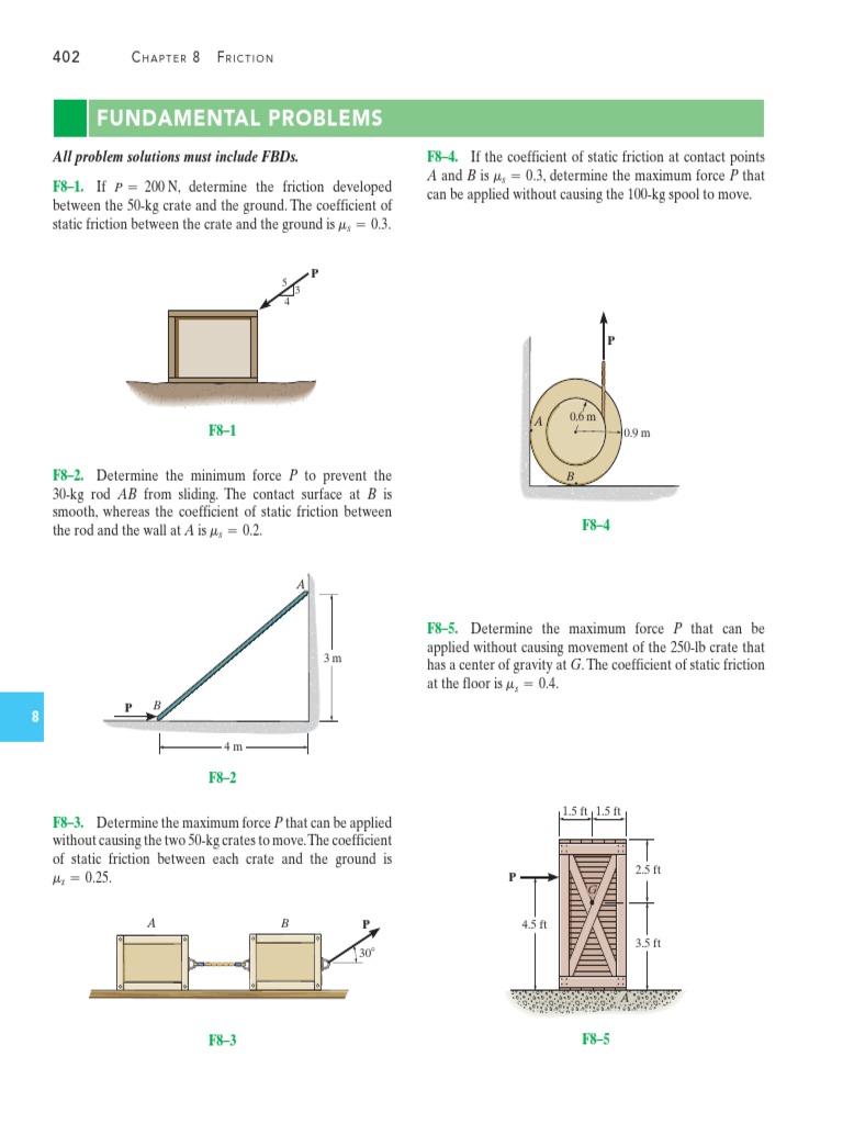 Friction CH 8 Problems | PDF | Friction | Force