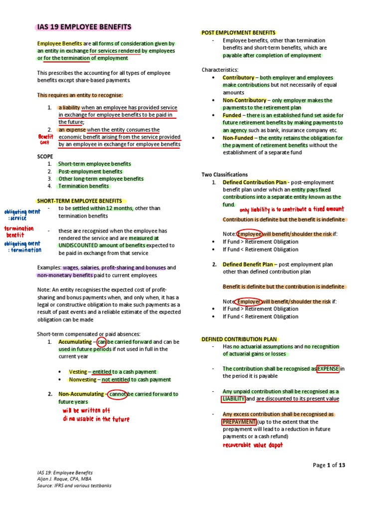 1 IAS 19 EMPLOYEE BENEFITS With Suggested Answers As of 11 10 | PDF ...