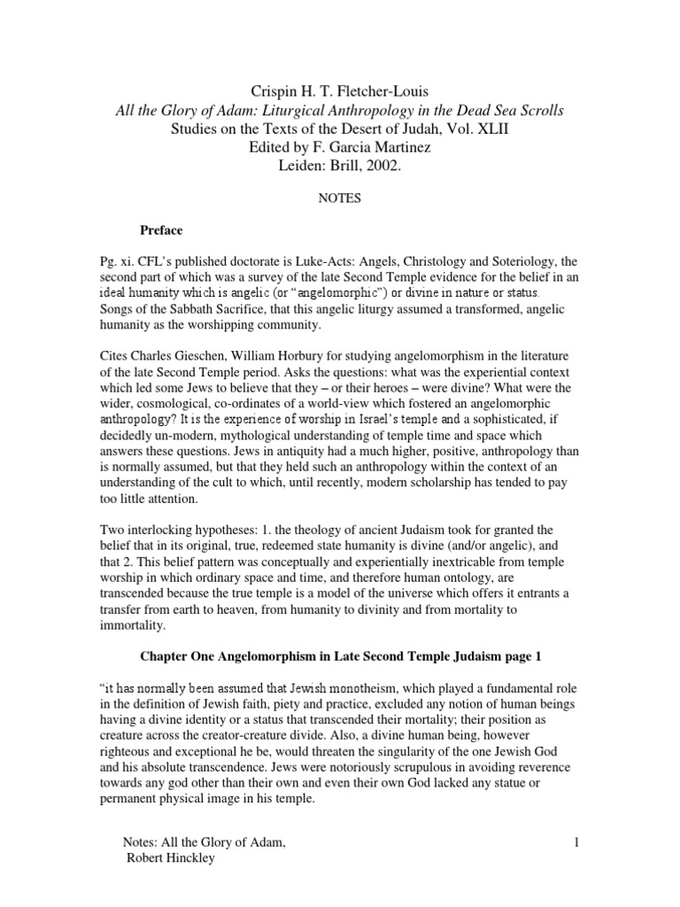 Crispin Fletcher-Louis - All - The - Glory - of Adam in The Dead Sea ...