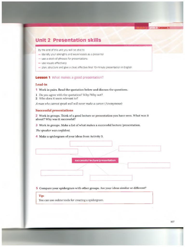 Unit 2 Presentation Skills: Lesson 1 | PDF | Cognition | Communication