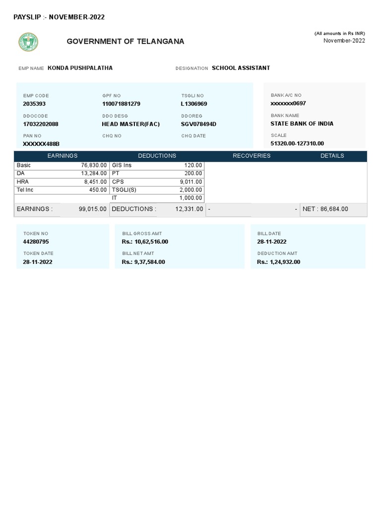 KPL Nov 22 Payslip | PDF