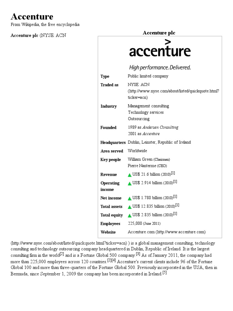 Accenture - Wikipedia, The Free Encyclopedia | Accenture | Business