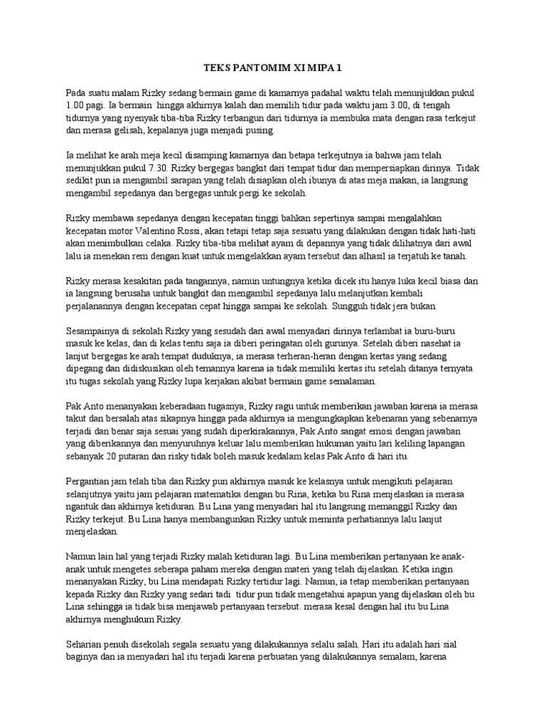 Teks Pantomim Xi Mipa 1 | PDF