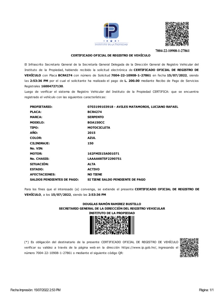Certificado | Descargar gratis PDF | Vehículos | Vehículo de motor
