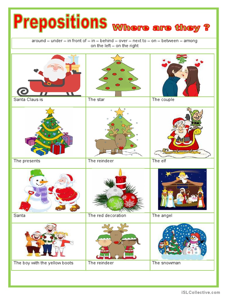 Prepositions Christmas Pdf