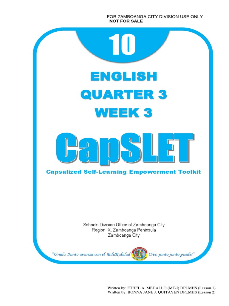 Eng10 Q3 W3 Capslet | PDF | Reading Comprehension | Argument