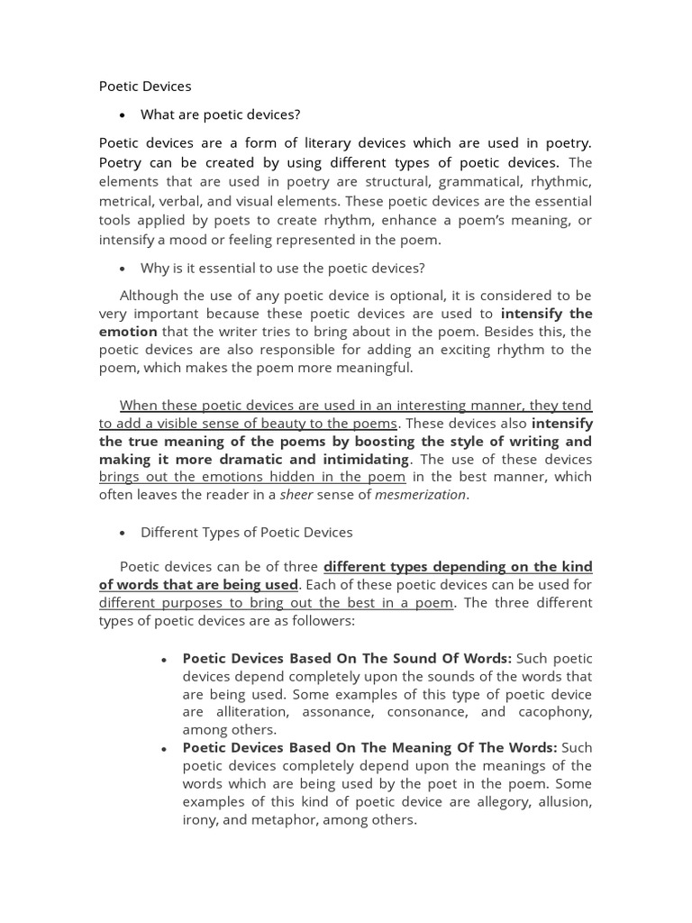 Poetic Devices Explained | PDF | Poetry | Poetic Devices