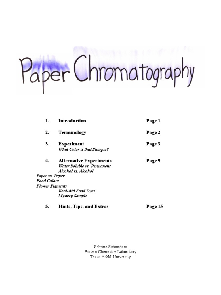 Paper Chromatography Handout | PDF | Chromatography | Chemical Substances