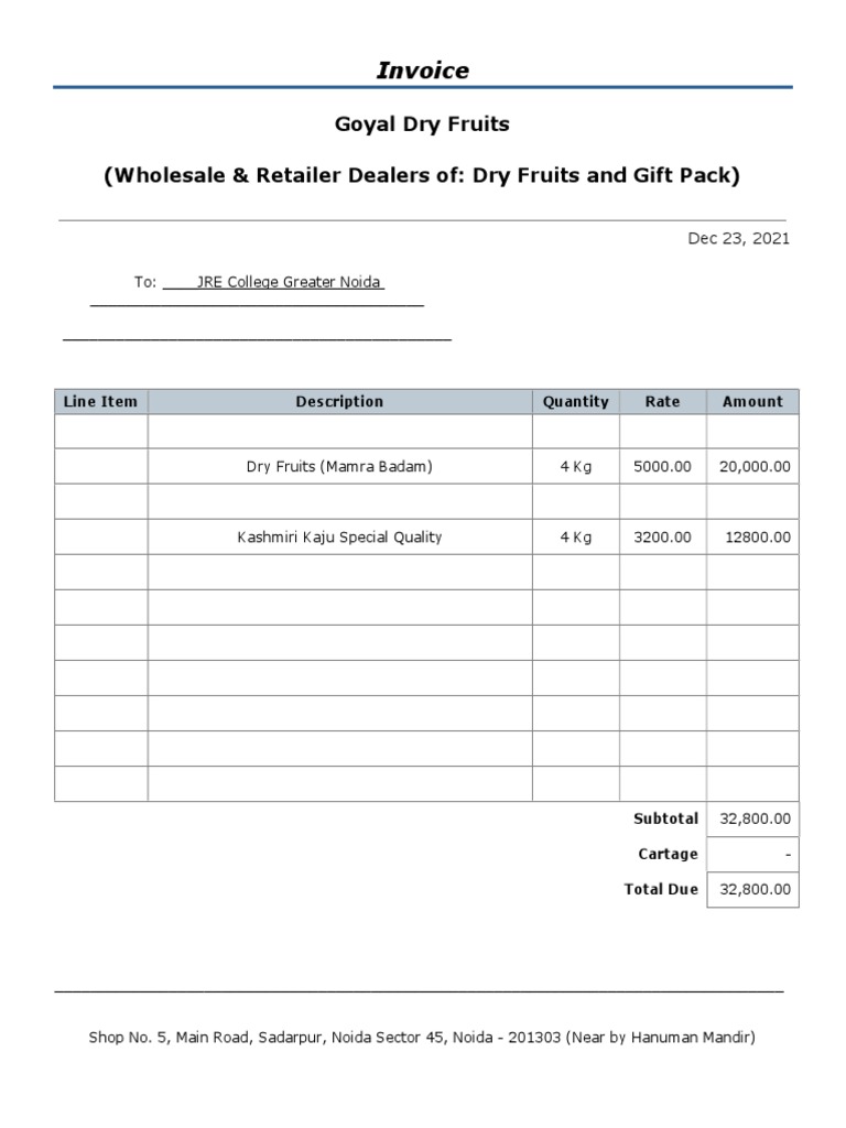 Dry Fruit Bill | PDF