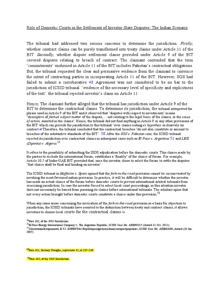 Typed Up - BOOK - Role of Domestic Courts in The Settlement of Investor ...